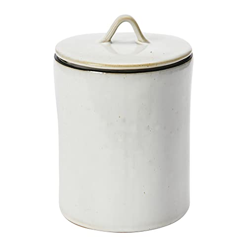 Creative Co-Op Stoneware Food Storage Container with Reactive Glaze Canister, White