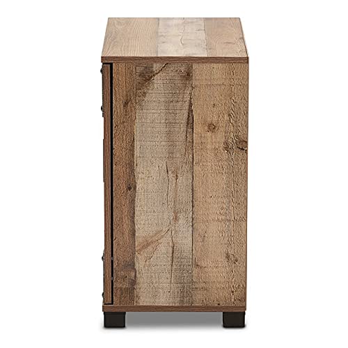 BOWERY HILL Finished Wood 2-Door Shoe Cabinet in Rustic Brown