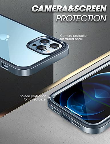 SUPCASE UB Edge Pro Series Case for iPhone 13 Pro Max (2021 Release) 6.7 Inch, Slim Frame Clear Protective Case with Built-in Screen Protector (Cerulean)