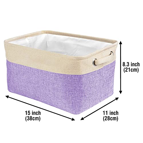 MALIHONG Personalized Foldable Storage Basket with Lovely Dog Bernese Mountain Collapsible Sturdy Fabric Pet Toys Storage Bin Cube with Handles for Organizing Shelf Home Closet, Purple and White