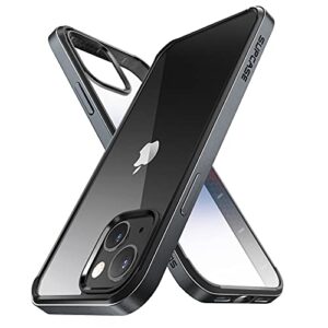 supcase unicorn beetle edge series case for iphone 13 (2021 release) 6.1 inch, slim frame clear case with tpu inner bumper & transparent back (black)