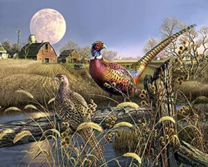 david textiles harvest moon pheasants panel 36 x 44 inch cotton fabric