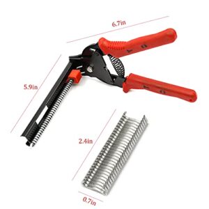 Hog Ring Pliers, Wire Cage Pliers With 600PCS M Clips Pet Cage Clamp Birdcage Cat Dog Chicken Rabbit Animal Cage Building Tools (red)