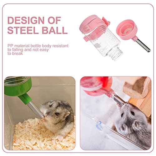 STOBOK 2Pcs Guinea Pig Water Bottle 80ml No Drip Small Animal Drinking Bottle Automatic Rabbit Water Feeder Hanging for Ferret Hedgehog Hamster Guinea Pig Chinchilla Pink