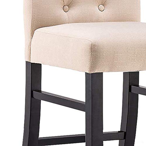 YEEFY 24" Button-Tufted Fabric Barstools Dining Counter Height Side Chairs (Beige, Set of 2)