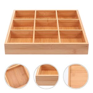 DOITOOL Wood Serving Tray Divided Platter 9- Section Wood Food Server Bamboo Serving Dishes Serving Platters for Snacks Appetizers