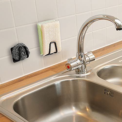 Sponge Holder for Sink Caddy, Adhesived No Drilling, Rustproof Waterproof Stainless Steel (Silver)