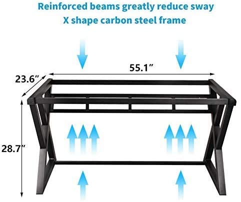 SAMERY Computer Desk & Gaming Desk, Home Office Desks 55.1 Inch- Modern Simple Writing Study Glass Computer Desk Home Office Desks Space-Saving Multipurpose Workstation with Metal Frame