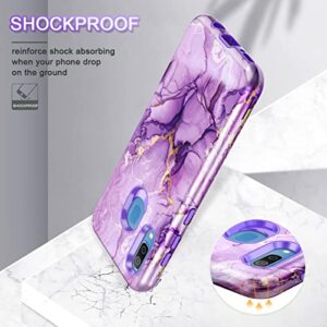 Lamcase for Samsung Galaxy A20/A30 Case, Heavy Duty Rugged Shockproof Hybrid Hard PC Soft Silicone Bumper Three Layer Drop Protection Anti-Fall Cover for Samsung Galaxy A20/A30, Purple Marble