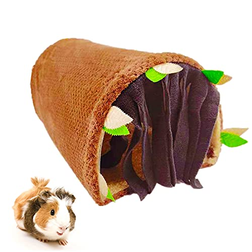 Mcgrady1xm Guinea Pig Tunnel, Small Animal Tunnels and Tubes, Pet Hideout Play Tube Toys with Fleece Forest Curtain and Warm Plush Nest for Rats Hamster Mice Ferrets Gerbils Chinchilla