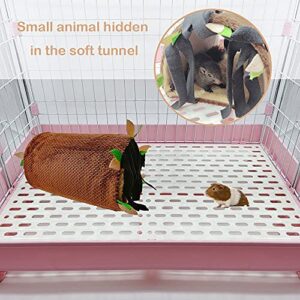 Mcgrady1xm Guinea Pig Tunnel, Small Animal Tunnels and Tubes, Pet Hideout Play Tube Toys with Fleece Forest Curtain and Warm Plush Nest for Rats Hamster Mice Ferrets Gerbils Chinchilla