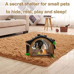 Mcgrady1xm Guinea Pig Tunnel, Small Animal Tunnels and Tubes, Pet Hideout Play Tube Toys with Fleece Forest Curtain and Warm Plush Nest for Rats Hamster Mice Ferrets Gerbils Chinchilla