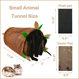 Mcgrady1xm Guinea Pig Tunnel, Small Animal Tunnels and Tubes, Pet Hideout Play Tube Toys with Fleece Forest Curtain and Warm Plush Nest for Rats Hamster Mice Ferrets Gerbils Chinchilla