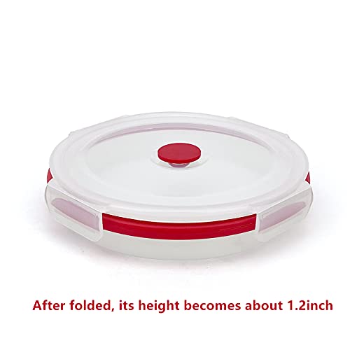 CARTINTS Reusable Collapsible Bowls for Camping, Silicone Food Grade Storage Containers, Silicone Lunch Containers for Microwave, Freeze or Store, Leakproof, Set of 4,Red