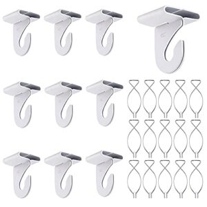 gansita 25 pair suspended aluminum drop ceiling hooks, metal t-bar track clip, white heavy duty ceiling hooks, drop ceiling clips hanger kit for home classroom grid office & decorations