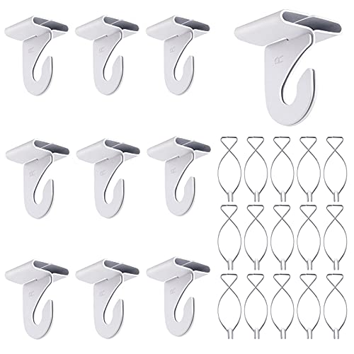 Gansita 25 Pair Suspended Aluminum Drop Ceiling Hooks, Metal T-Bar Track Clip, White Heavy Duty Ceiling Hooks, Drop Ceiling Clips Hanger Kit for Home Classroom Grid Office & Decorations