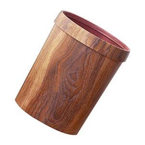 cabilock vintage decor plastic mini trash can garbage can vintage waste bin imitation wood bucket plastic wood grain trash can for bedroom living bathroom trash can room outdoor trash can car decor