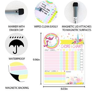 Unicorn Chore Chart for Kids, Magnetic Behavior Reward Chart, My Responsibility Chart for Kids at Home