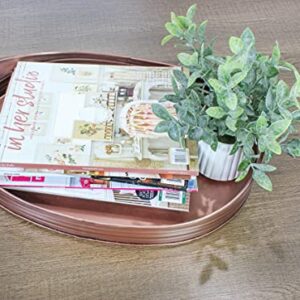 AuldHome Rustic Oval Copper Tray (16.5 x 12.5 Inches); Farmhouse Metal Decorative Serving Tray