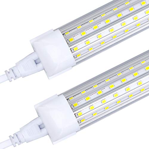 6-Pack, 8FT LED Shop Light Fixture, 144W 5000K T8 Integrated LED Tube, 14500LM Super Bright, 4 Rows LED, High Output, Linkable Light Fixture 8 Foot with Plug for Garage, Workshop, Depot