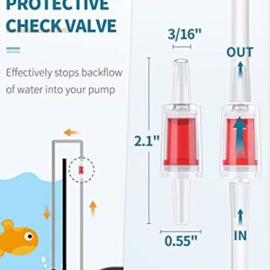 Pawfly 25 Feet Black Airline Tubing Standard Aquarium Air Pump Accessories Set with Suction Cups Connectors and Check Valves