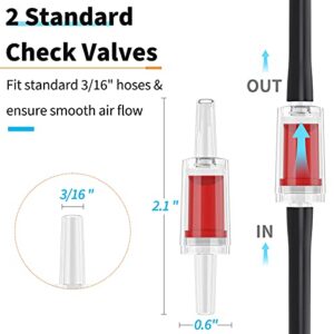 Pawfly 25 Feet Black Airline Tubing Standard Aquarium Air Pump Accessories Set with Suction Cups Connectors and Check Valves