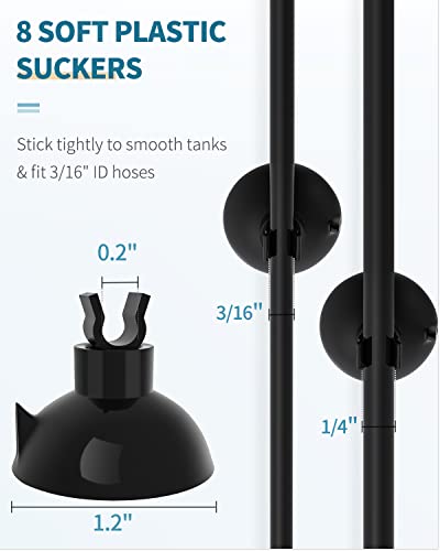 Pawfly 25 Feet Black Airline Tubing Standard Aquarium Air Pump Accessories Set with Suction Cups Connectors and Check Valves