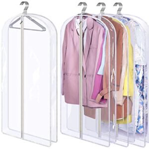 AOODA 40" Clear Garment Bags for Hanging Clothes Transparent Suit Bags for Closet Storage Coat Cover Protector for Sweater, Jacket, 4 Packs