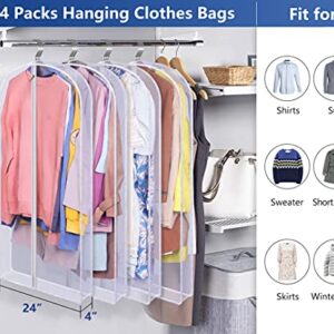 AOODA 40" Clear Garment Bags for Hanging Clothes Transparent Suit Bags for Closet Storage Coat Cover Protector for Sweater, Jacket, 4 Packs