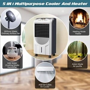 KOTEK Air Cooler and Heater, 5-in-1 Portable Evaporative Air Cooler Fan Humidifier w/Anion Function, 8H Timer, 3 Modes & 3 Speeds, Bladeless Quiet Evaporative Cooler w/Remote Control for Home, Office