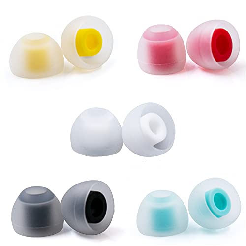 10 PCS/5 Pairs Earbud Tips Yinyoo KBEAR 07 Replacement Silicone Ear Buds Tips Earbuds Rubber Tips for 4.5mm -.7mm Inner Nozzle in Ear Earphones Headphones(10PCS/5 Pair/5 Color/5 Size,S/M/L/M-/M+)