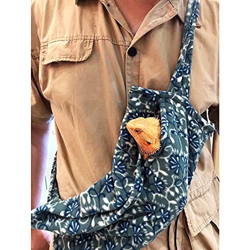 Adjustable Bearded Dragons Sling Carrier for Lizards and Small Reptile Pets (Light Blue)