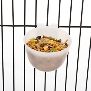 6 Pcs Mini Bird Food Bowl Feeder, Parrot Convenient Hanging Container, Plastic Pigeon Bird Cage Dish (White)