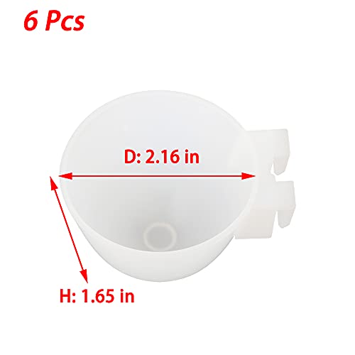 6 Pcs Mini Bird Food Bowl Feeder, Parrot Convenient Hanging Container, Plastic Pigeon Bird Cage Dish (White)