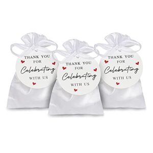 beavoing 60pcs satin white gift bags, 4 x 6 inches jewelry pouches wedding favor drawstring bags baby shower christmas gift bags, candy bags with thank you tags