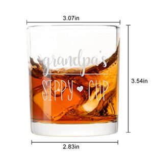 Grandpa's Sippy Cup Whiskey Glass 10Oz, Whiskey Rocks Glass for Grandfather, New Grandpa - Funny Old Fashioned Whiskey Glass for Christmas, Birthday, Father’s Day, Scotch Glass Gift for Rum Bourbon