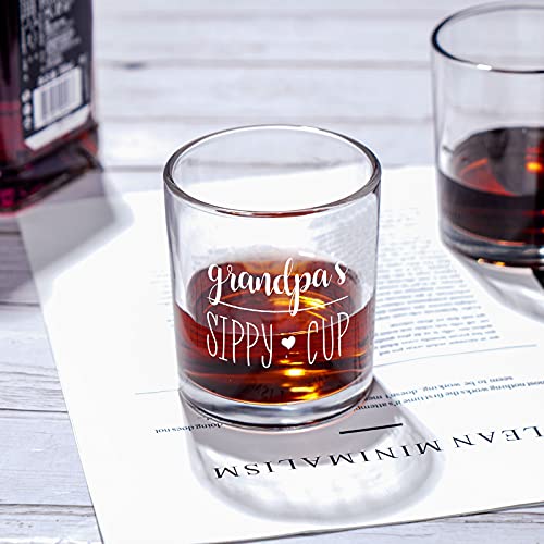 Grandpa's Sippy Cup Whiskey Glass 10Oz, Whiskey Rocks Glass for Grandfather, New Grandpa - Funny Old Fashioned Whiskey Glass for Christmas, Birthday, Father’s Day, Scotch Glass Gift for Rum Bourbon