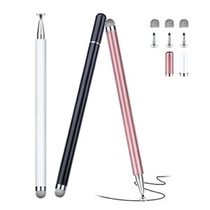 stylus for ipad (3 pcs), abiarst touch screens stylus pens disc & fiber tip for apple/iphone/ipad pro/mini/air/android/microsoft/surface all capacitive touch screens (3-pack (black/white/rose gold))