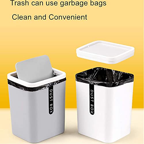 IKAAR Plastic Mini Trash Can with Lid Mini Countertop Trash Can Tiny Desktop Wastebasketfor Bathroom Vanity, Desktop, Tabletop or Coffee Table Grey