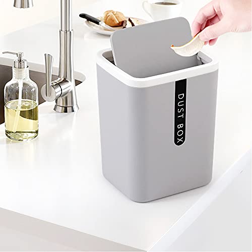 IKAAR Plastic Mini Trash Can with Lid Mini Countertop Trash Can Tiny Desktop Wastebasketfor Bathroom Vanity, Desktop, Tabletop or Coffee Table Grey