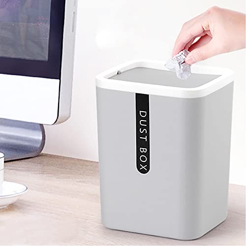 IKAAR Plastic Mini Trash Can with Lid Mini Countertop Trash Can Tiny Desktop Wastebasketfor Bathroom Vanity, Desktop, Tabletop or Coffee Table Grey