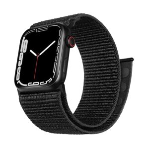 zrdesign ultra wide black nylon watch band compatible with apple watch 42mm 44mm 45mm 49mm, adjustable sport loop for iwatch series 8 7 6 5 4 3 2 1 se(black)