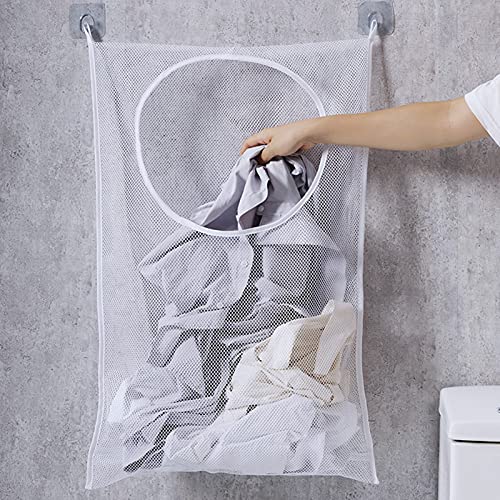 LAPUTA Mesh Laundry Bags- Wall Mounted Large Capacity 30.31" x 19.69" Saves Space Door Hanging Laundry Hamper for Bathroom Bedroom Washroom (Grey, 1)