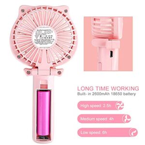 TriPole Handheld Fan Mini Personal Fan Bundle Strong Wind Battery Operated USB Fan Adjustable Speed Personal Small Fan Cute Design for Women Girls Kids Eyelash