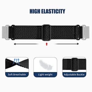 Easuny 22mm Watch Bands Compatible for Samsung Galaxy Watch 3 45mm Band/Galaxy Watch 46mm/Gear S3 Frontier, Stretchy Adjustable Elastic Nylon Woven Loop Wristband for Men Women, Black