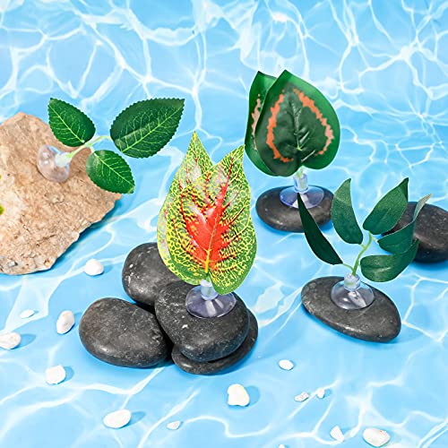 9 Pieces Betta Hammock Bed Leaf Silk Plants Aquarium Pad Artificial Fish Tank Rest Spawning Bed with Suction Cup Aquarium Fish Tank Plant Leaves Decorations for Resting Simulating Habitat, 9 Styles