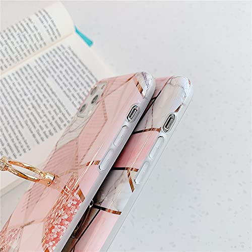 Qokey Compatible for Samsung Galaxy A12 Case,Bling Cute for Women Girls with 360 Degree Rotating Ring Kickstand Soft TPU Shockproof Cover Designed for Galaxy A12 6.5 inch 2020 Released Rhombic Marble