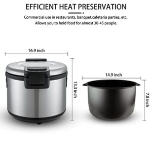 PYY Rice Warmer Commercial(Warm Function only, not a Cooker) Stainless Steel Exterior, Non-Stick Insert Pot-19 L/80CUP 110V