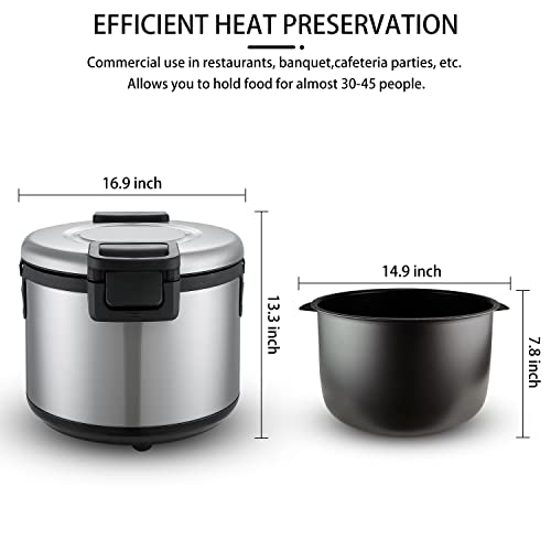 PYY Rice Warmer Commercial(Warm Function only, not a Cooker) Stainless Steel Exterior, Non-Stick Insert Pot-19 L/80CUP 110V