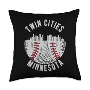 baseball twin cities minnesota cool twin cities minnesota mn baseball skyline st. paul-mpls throw pillow, 18x18, multicolor